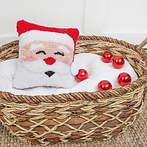 C&F Home 8" X 8" Happy Santa Hooked Pillow Petite Xmas Christmas Winter Decor Decoration Throw Pillow for Couch Chair Living Room Bedroom 8 x 8 Red