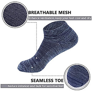 +MD Mens Bamboo Seamless Low Cut Athletic Socks Moisture Wicking Cushioned No Show Running Socks 4Navy13-15