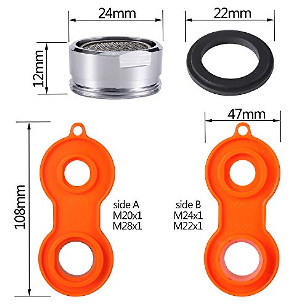 KWOKWEI M24 Sink Aerator Replacement Parts - 12 PCS Brass Shell Aerators with 15/16-Inch Male Threads for Kitchen & Bathroom Faucets