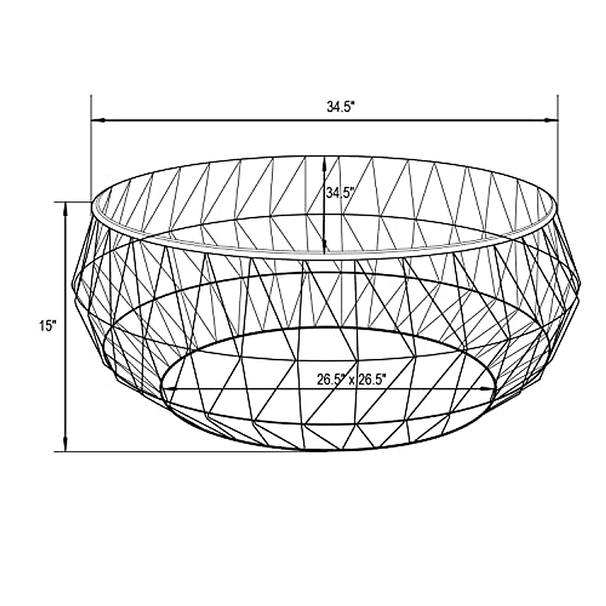 LeisureMod Malibu Modern Geometric Base Round Glass Top Coffee Table, Blue