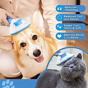 Self-Cleaning Slicker Brush for Dogs & Cats: Dog Grooming Brush for Shedding Tangles Hair Gently Deshedding Dog Brush for Long Haired & Short Haired Dogs Pet