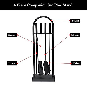 JVL 11-324 Lambeth Contemporary Fireside Companion Arch Tool Set, Steel, Black, 23 x 14 x 66 cm, 4 Pieces …
