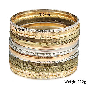 RINTOLER 16Pcs Gold Bangle Bracelets for Women - Multi Layer Stackable Textured Bracelets Boho Jewelrys Set.