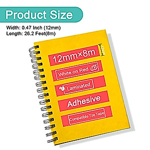 NineLeaf 1 Pack Compatible for Brother TZe-435 TZe435 TZ-435 TZ435 Label Tape 12mm 1/2'' 0.47'' White on Red Standard Laminated Labeling Work with P-Touch PT-D210 PTD400AD PTH110 PT-D600 Label Maker