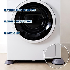 LeLehome Anti Vibration Pads for Washing Machine - 4PCS Washer Dryer Pedestal Rubber Stabilizer Mat Foot Support Protects Noise Reduction