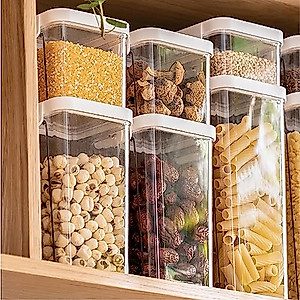 2 Pack Square Food Container Set with Lid, 0.7L Medium Pantry Airtight Storage Containers for Kitchen, BPA-Free Thick Plastic Canisters for Grains, Candies, Snacks, Cookies Container (700ml/23oz)