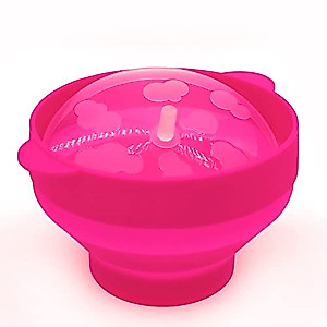 Mini Microwave Popcorn Popper, BPA Free Silicone Popcorn Popper Microwave Collapsible, Microwave Popcorn Maker, Microwave Popcorn Bowl, Dishwasher Safe (Vibrant Pink)