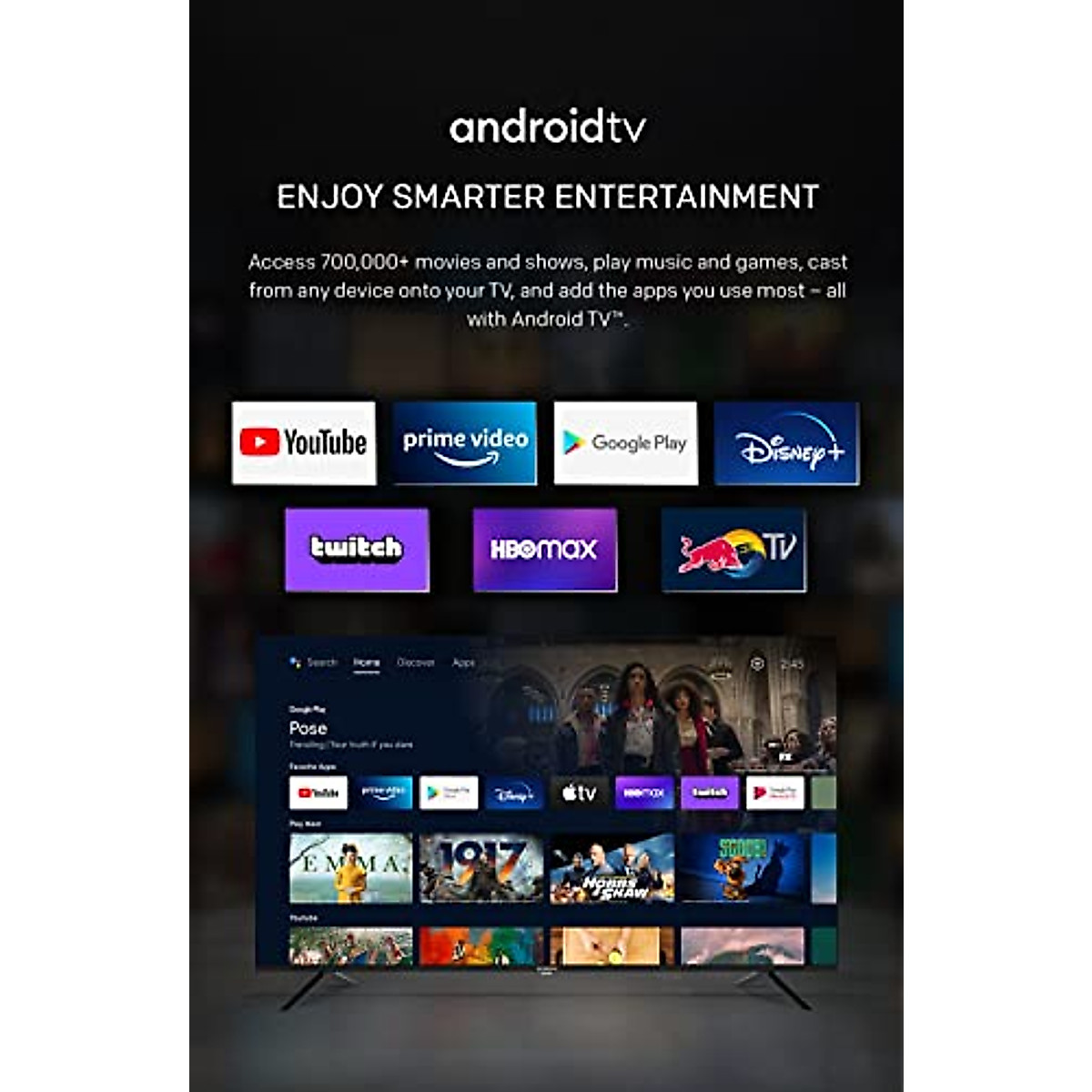 Skyworth 55 Inch S6G Plus Premium 4K Smart Android 10.0 TV, HDR10, Dolby Audio, Smart with Voice Control, Google Assistant, Chromecast, Android TV