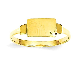 IceCarats 14K Yellow Gold Custom Engraved Signet Ring Handmade Personalized Monogram Initial Letter Band Size 3
