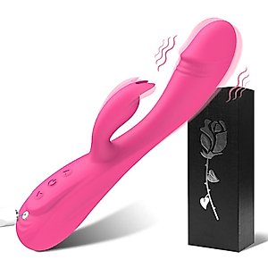 Realistic Vibrator Sex Toy 3in1 Dildo for Women,7 * 7 Vibrators Modes CKSOHOT 8.4'' Liquid Silicone Couple Sex Toy Dildos,IPX7 Fully Waterproof - Rose