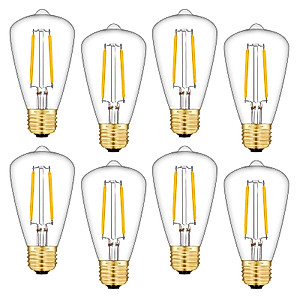 AOMRYOM 2W LED Edison Bulb 30W Equivalent 250LM, 3000K Warm White E26 Medium Base, Vintage Edison Style Tiny ST48 / ST14 Clear Glass Dimmable LED Filament Light Bulbs, Pack of 8