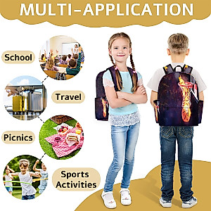 YoCosy School Backpack for Boys Girls Purple Galaxy Nebula Burning Basketball Kids Backpack Bookbag for Elementary Preschool Travel Daypack Laptop Backpack Purse for Women Men Teens