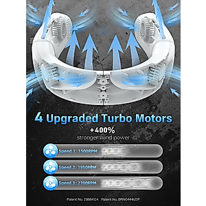 ChillGo Neck Fan - 4 Turbo Foldable Portable Fan - Personal Bladeless Fan 5200mAh with Strong Airflow, 4 Vent Air Conditioner, Wearable Cooling Fan for Travel Outdoor