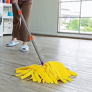 cosbur Spin Mop Handle Replacement, 4-Section Mop Handle Replacement for Spin Mop, Stainless Steel Mop Pole Handle for Commercial Mop and Mop Refills, Cleaning Tools Accessories(Orange)