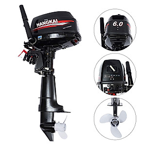 6HP Outboard Motor, 102CC Fishing Boat Motor Motor Prop Heavy Duty, 2-Stroke Outboard Motor Boat Engine Outboard Trolling Motor for Fishing, Aquaculture, Outdoor Adventure Engine tiller Control