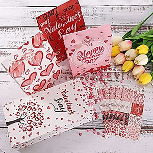 Valentines Gift Bags Party Favors - 40 PCS Valentine Paper Bags + 42 PCS Valentine Stickers for Kids Adult, 8 Patterns Valentine Treat Bags Valentine Goodies Bags for Wrapped Gifts Party Supplies Decoration