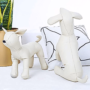 pawstrip Dog Mannequin PU Leather Pet Clothing Display Mannequin Dog Mannequin Display Stand Sewing Dog Standing Model Pet Store Mannequin for Clothes Display Cute Hangers for Dog Clothes White, S