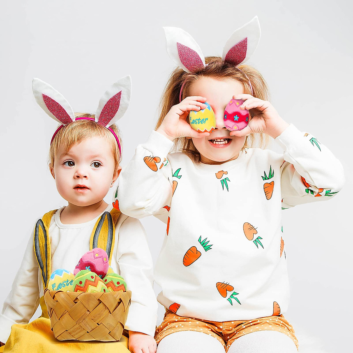 6 Pcs Easter Plush Stuffed Egg Toys Easter Basket Stuffers Plushies Playset Easter Party Favors Decorations for Kids, 3 Designs