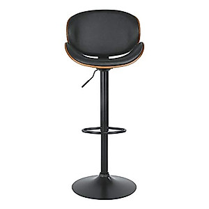Signature Design by Ashley Bellatier Mid-Century Modern 34" Adjustable Height Curved Bar Stool, Brown & Black