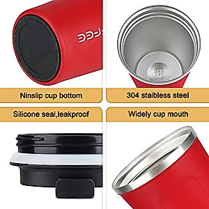 12 oz Stainless Steel Vacuum Insulated Tumbler - Coffee Travel Mug Spill Proof with Lid - Thermos Cup for Keep Hot/Ice Coffee,Tea and Beer （Red）