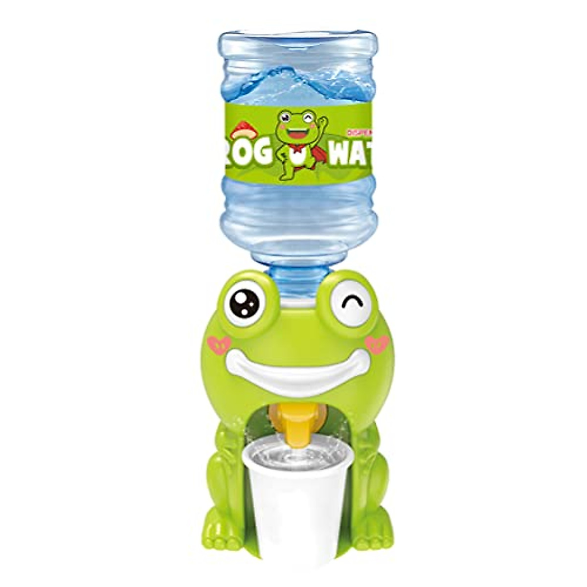 Amosfun Desktop Water Dispenser Cooler Mini Bottom Load for Bedroom- Kids Mini Water Dispenser Frog Animal Style Water Machine- Children Mini Water Dispenser Drink Water Machine Toy for Home (Green)