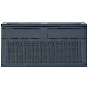 (Fast Shipments)Deck Box Cover Waterproof Patio Storage Box Cover Outdoor Back Yard Large Deck Storage Box Covers Protector for Winter Garden Storage Box 84.5 gal Anthracite