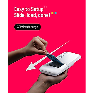 Liene 2x3” Photo Printer, Mini Instant Portable Photo Printer Bundle w/ 50 Zink Adhesive Paper, Bluetooth 5.0, Compatible w/iOS & Android, Small Picture Printer for iPhone, Smartphone, White