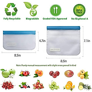 10 Pieces in Gallon Freezer Bags Reusable Bags Silicone，Transparent Sandwich Bags Ziplock，Vegetable and Fruit Freezer Bag，Extra Thick Durable Food Storage Bags Snack Bags