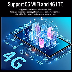 FECAMOS HD Tablet, Dual Camera US Plug 100‑240V Office Tablet Octa Core 5G WiFi 10.1 Inch IPS for Family (Gold)