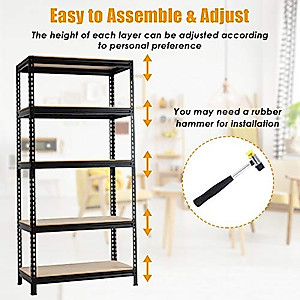 Tangkula 5-Tier Steel Storage Shelves, 73” Heavy Duty Garage Shelf with Adjustable Shelves, Boltless Shelving Unit for Free Combination, Metal Muscle Rack for Home Office Garage (4, Black)