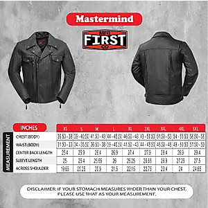First Mfg Co - Mastermind - Men's Motorcycle Biker Riding Black Leather Jacket - 3X Large - Action Back Armor Pockets Gussets Thermal Liner Vented