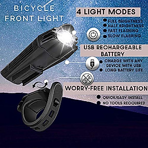 Apremont 450 Lumen Bike Lights Front and Back Set - Bicycle Accessories for Night Riding - USB Rechargeable Bike Light Set, Waterproof, LED Safety Flashlight Cycling Accessories - Adult Kid MTB Helmet