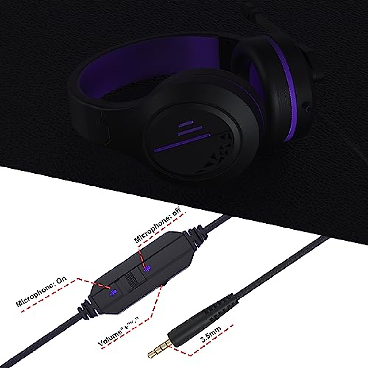 Mokochy Gaming Headset, Headphones with Microphone Stereo Surround for PC MAC Laptop, Noise Cancelling Over Ear Wired Headset, Compatible with Switch Nintendo PC Laptop