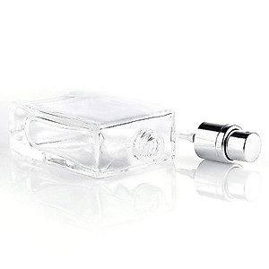 2 Pack - 30ML Flint Glass Refillable Perfume Bottle, Square Portable Cologne Atomizer Empty Bottle with Spray Applicator For Travel (Transparent and Black)