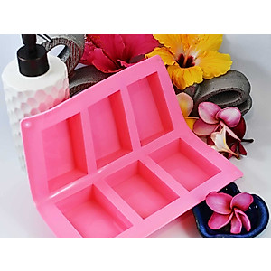 2PC Rectangular Oven Safe Silicone mold 6 Right-Sized Cavity multipurpose Tray for homemade Candle Crafting, Portion Chocolate/Lemon Bar, Ice Cube, Easy-Release, BPA-Free Food-Grade Dishwasher Safe