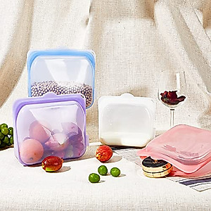INKBIRD Reusable Silicone Bags for Food Storage Bundle 4-Pack, BPA Free Food Grade Meal Prep Food Storage Containers Set, for Lunch, Travel, Freezer, Oven, Microwave, Dishwasher Safe, Leakproof