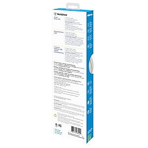 Westinghouse 96021 Strip 6-Outlet 2-USB 900 Joule Surge Protector with Fabric Braided Tangle Free Cord, White