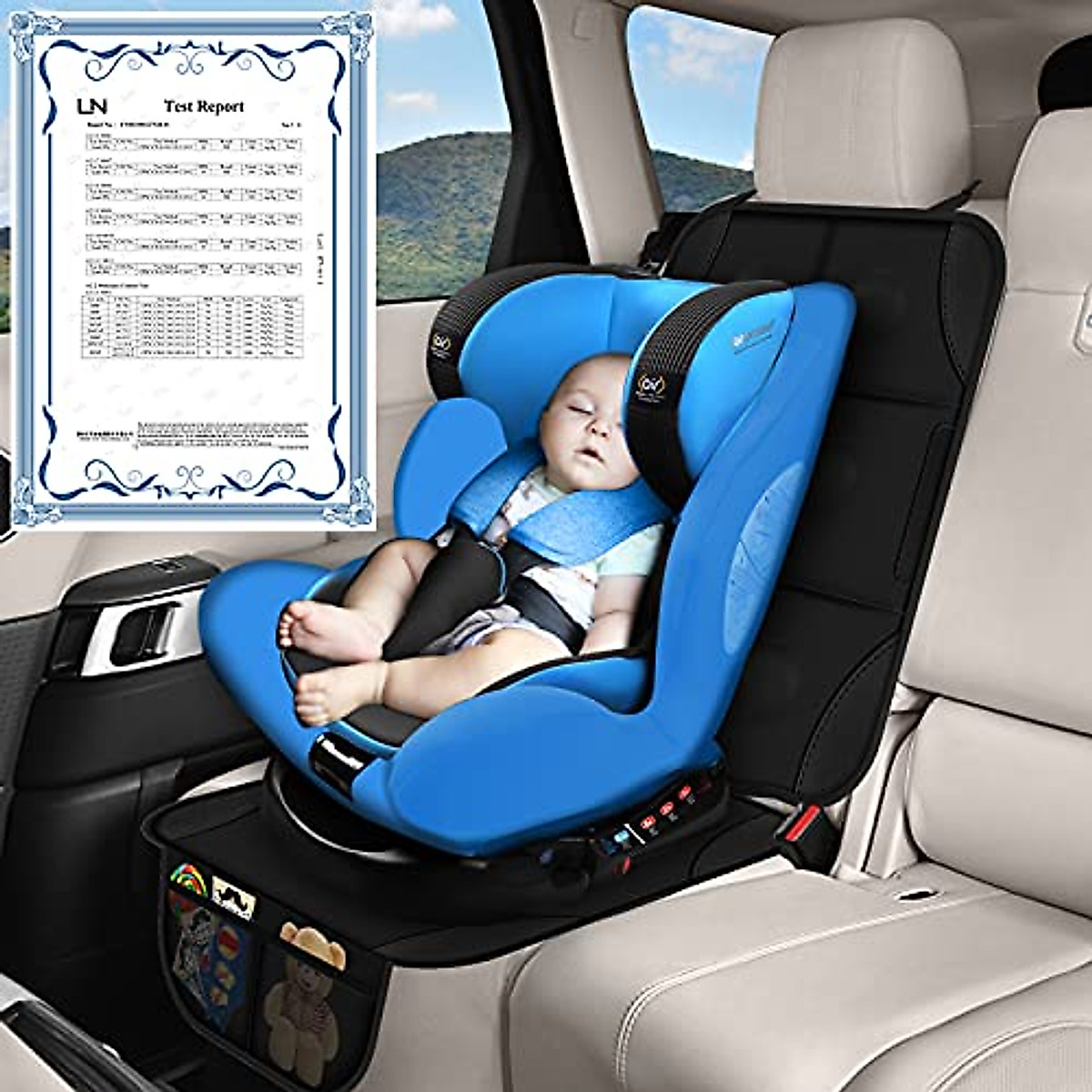 Panpany Car Seat Protector for Child Car Seat 2 Pack: Non-Slip Thickened seat Back Protector not Leave Imprint with Extra 4 Large Storage Pockets, carseat seat Protectors for Kids and Pets