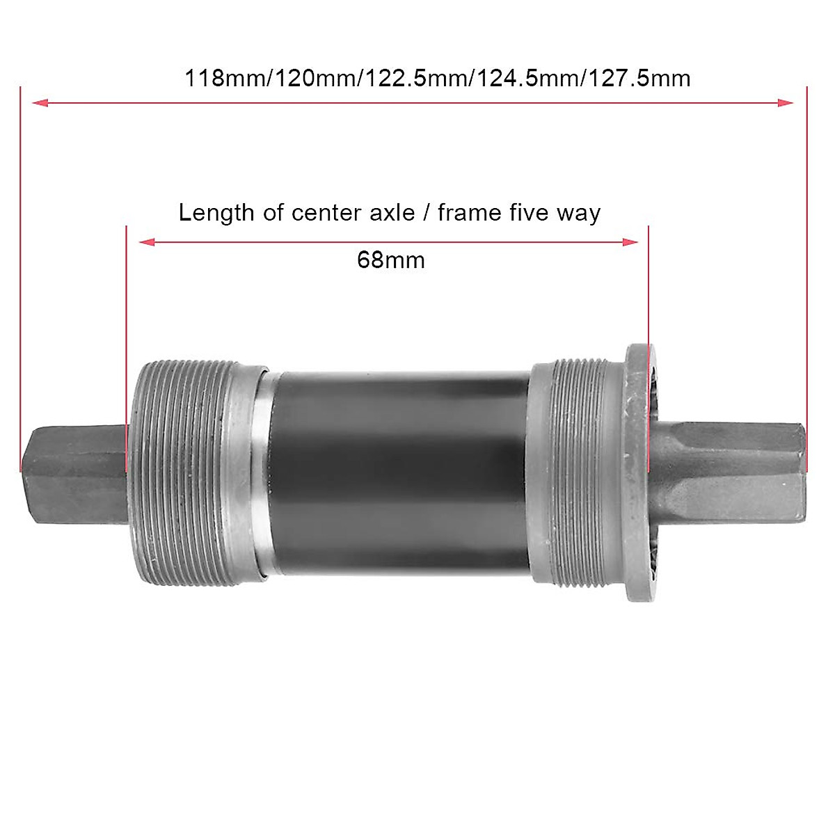 VGEBY1 Bike Bottom Bracket Square Hole Crank Axis, Bicycle Middle Mountain Bike Center Shaft for Square Tapered Spindle Crank(68X127.5L)