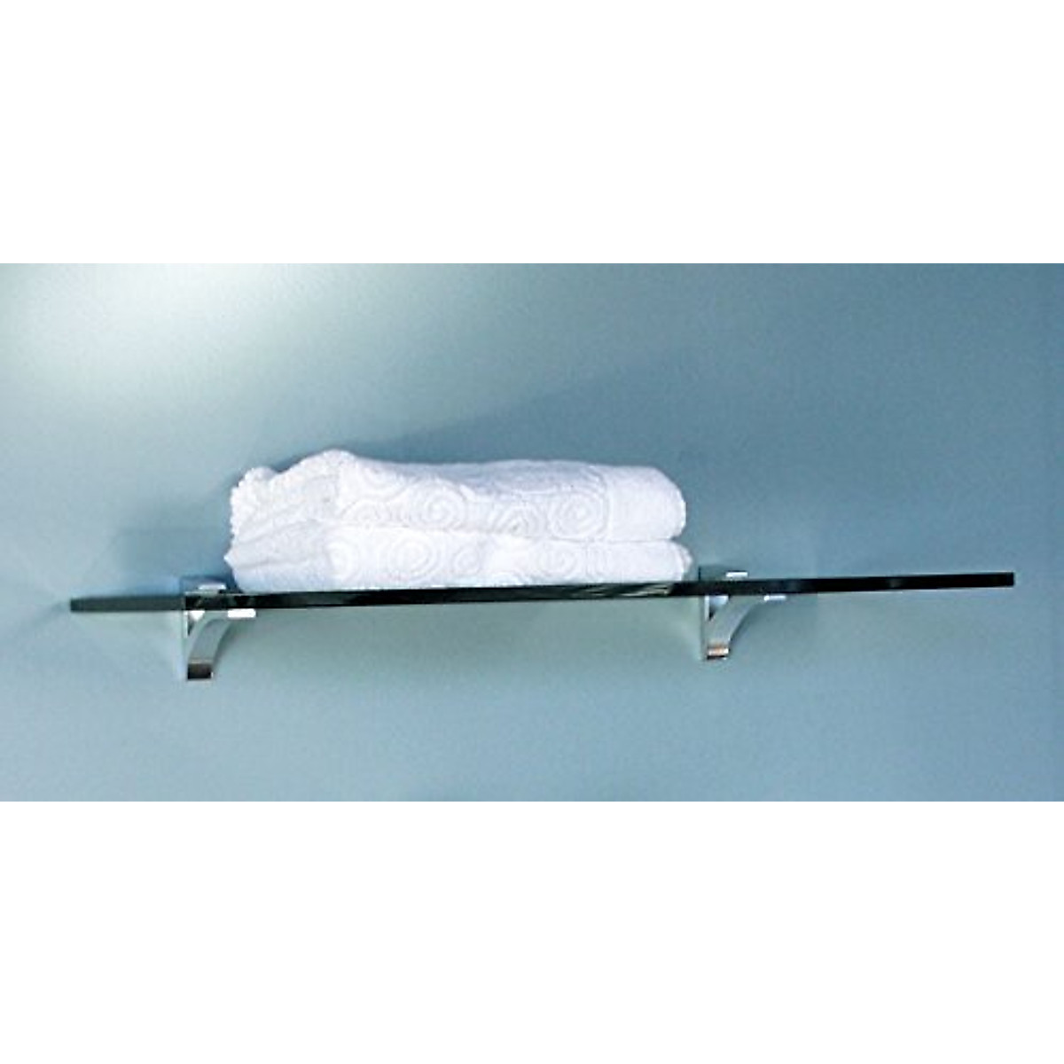 Glass Wall Shelf - 10x36 - Frosted Chrome Hardware (Clear) (36"W x 10"D)