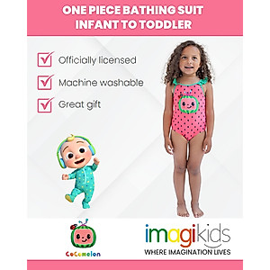 CoComelon Infant Baby Girls One Piece Bathing Suit Red 24 Months
