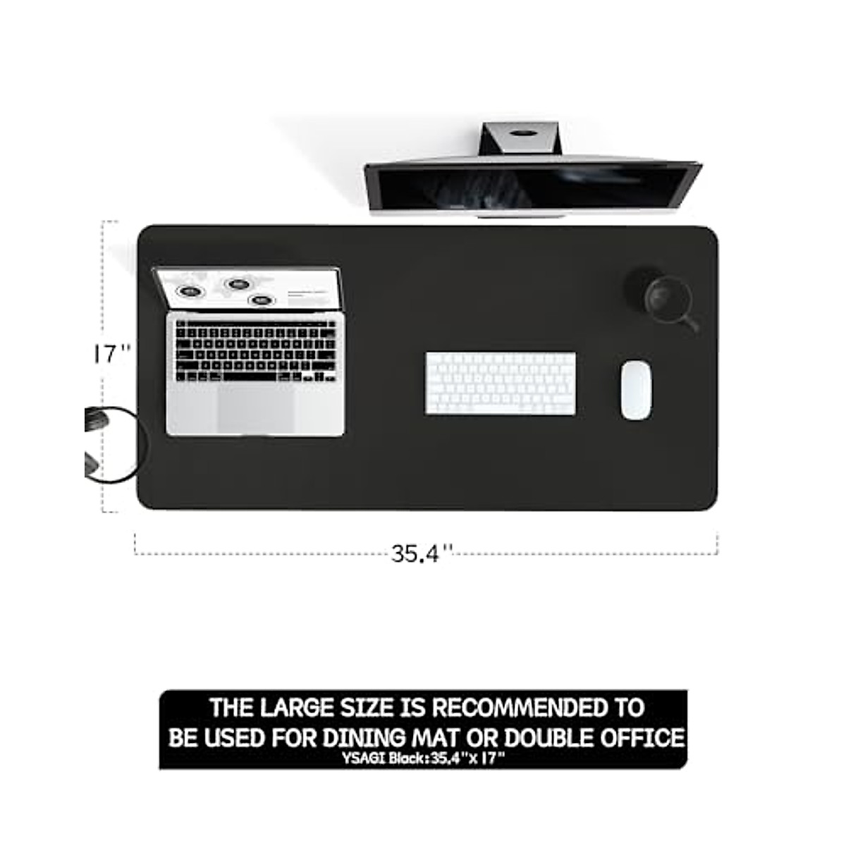 Non-Slip Leather Desk Mat, Desk Mouse Pad, Waterproof PVC Leather Desk Table Protector, Large Desk Blotter, Easy Clean Laptop Desk Writing Mat for Office/Work/Home/Decor(Black, 35.4" x 17")