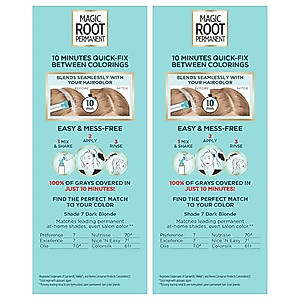 L’Oréal Paris Magic Root Permanent Hair Color, 10 Minute Hair Dye Kit to Rescue Roots with 100% Gray Hair Coverage, 7 Dark Blonde, 2 Pack (Packaging May Vary)