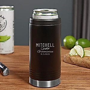 HomeWetBar Classic Groomsman Personalized Black Seltzer Can Cooler (Custom Product)