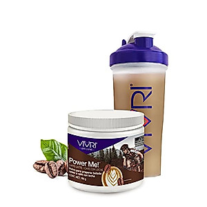VIVRI Power Me! Caffe Latte | Natural Energy drink coffee | 30 Servings | With Green Tea, Yerba Mate, Guarana, Vitamins B12, B6, stevia, B Complex & Niacin tea | Add Water, Shake, & Enjoy