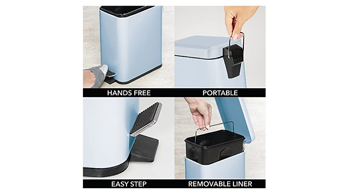 mDesign Compact Trash Can - Stylish & Functional