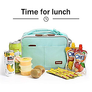Lunch Bag with Adjustable Straps Bento Box Tote Shoulder Bag Food Grade Aluminum Foil Lining Keeps Bentos Warm and Drinks Cold,  Suitable for Office Workplace, Travel, Picnic, Beach