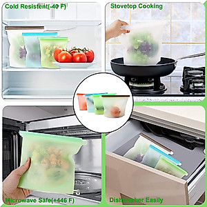 Reusable Food Storage Silicone Bags Set of 4, Airtight, Leakproof Food Preservation Bags for Fruit, Vegetables, Meats, Great as Sandwich Bags - Heat & Cold Resistant, 17 ozx4 (total 68 oz)