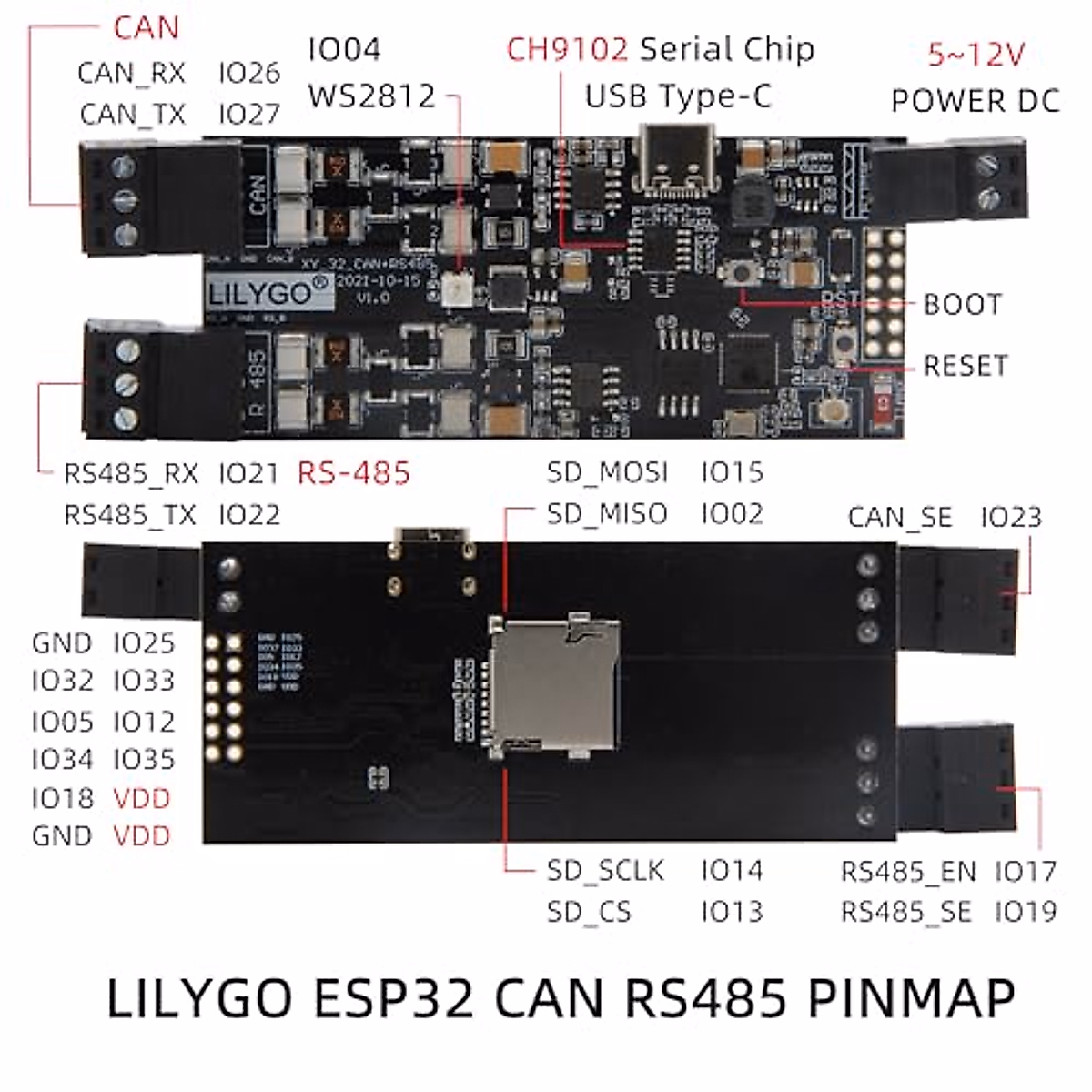 LILYGO T-CAN485 ESP32 Development Board Supports TF Card Wireless IOT Engineer Control TTGO Module