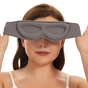 ALASKA BEAR Sleep Mask Headband Design, Blindfold Eye Mask for Women Men 100% Blackout for Meditation Workout Travel, All Sleeping Positions (Dark Grey)